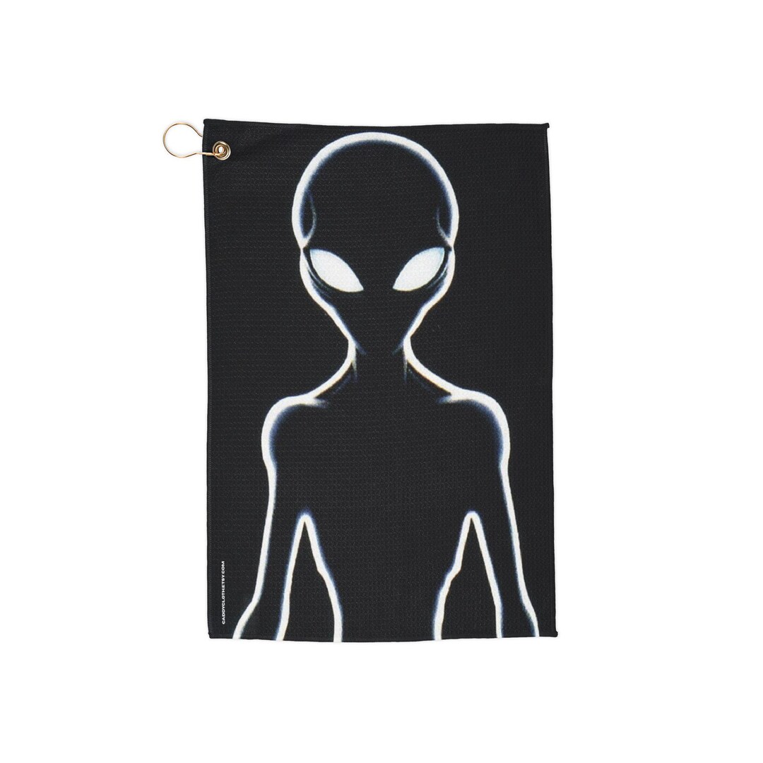 Extraterrestrial Alien Grey Face Golf Towel | Alien Head Golf Towel ...