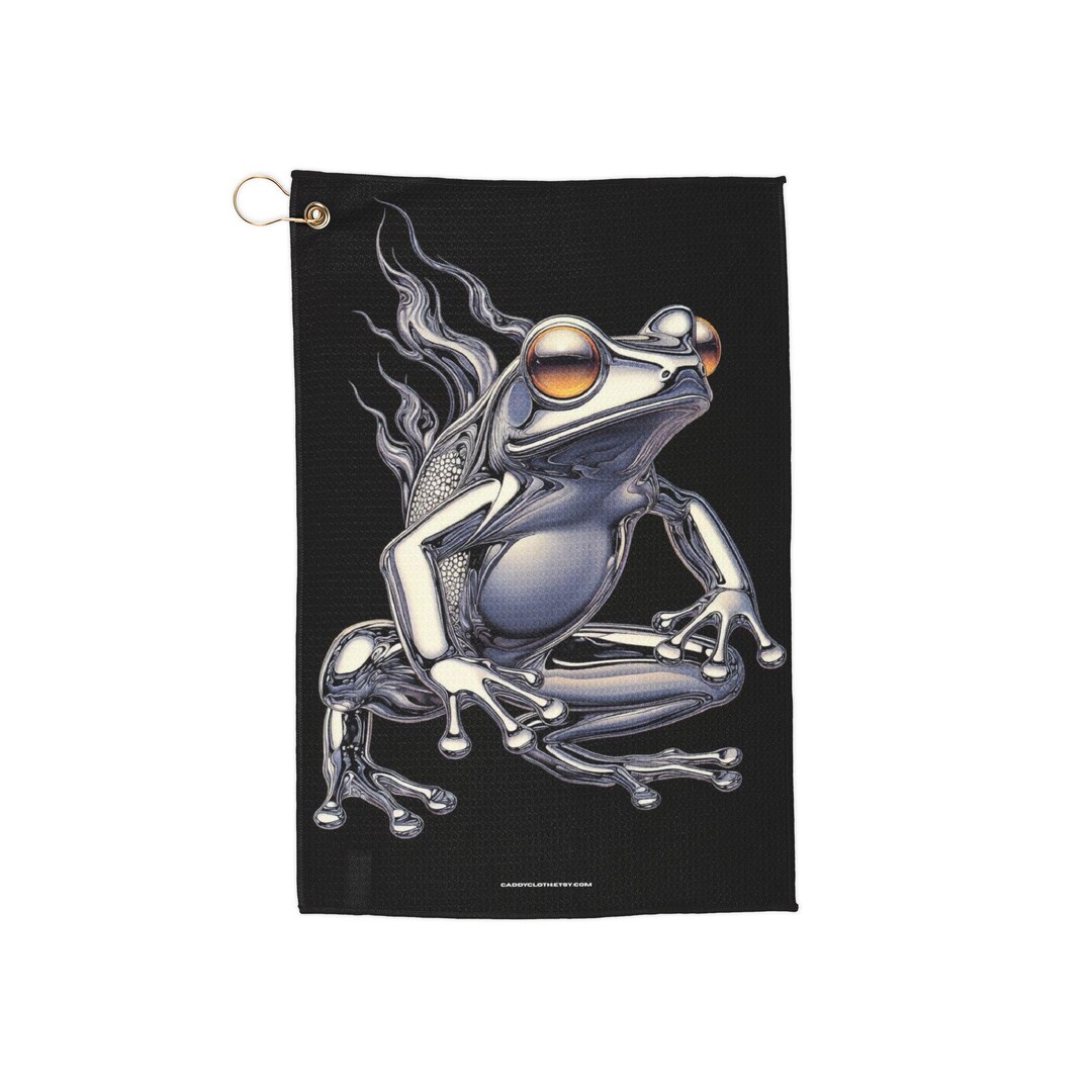 Chrome Frog Golf Towel, Vintage Art Airbrush Style, Golf Gift, Golf ...