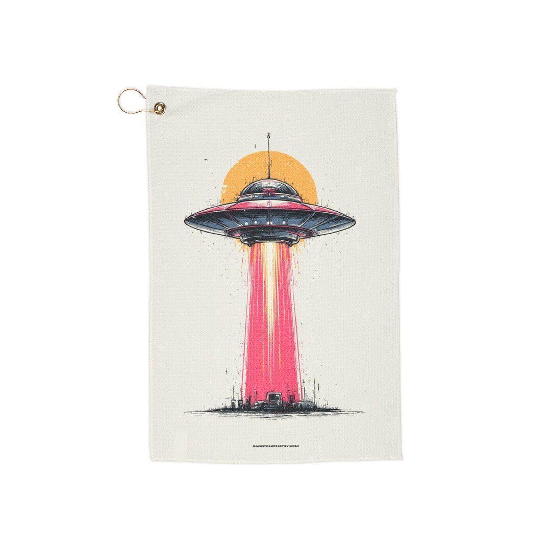 UFO Golf Towel - Alien Spaceship Golf Towel, Area 51 Golf Towel ...