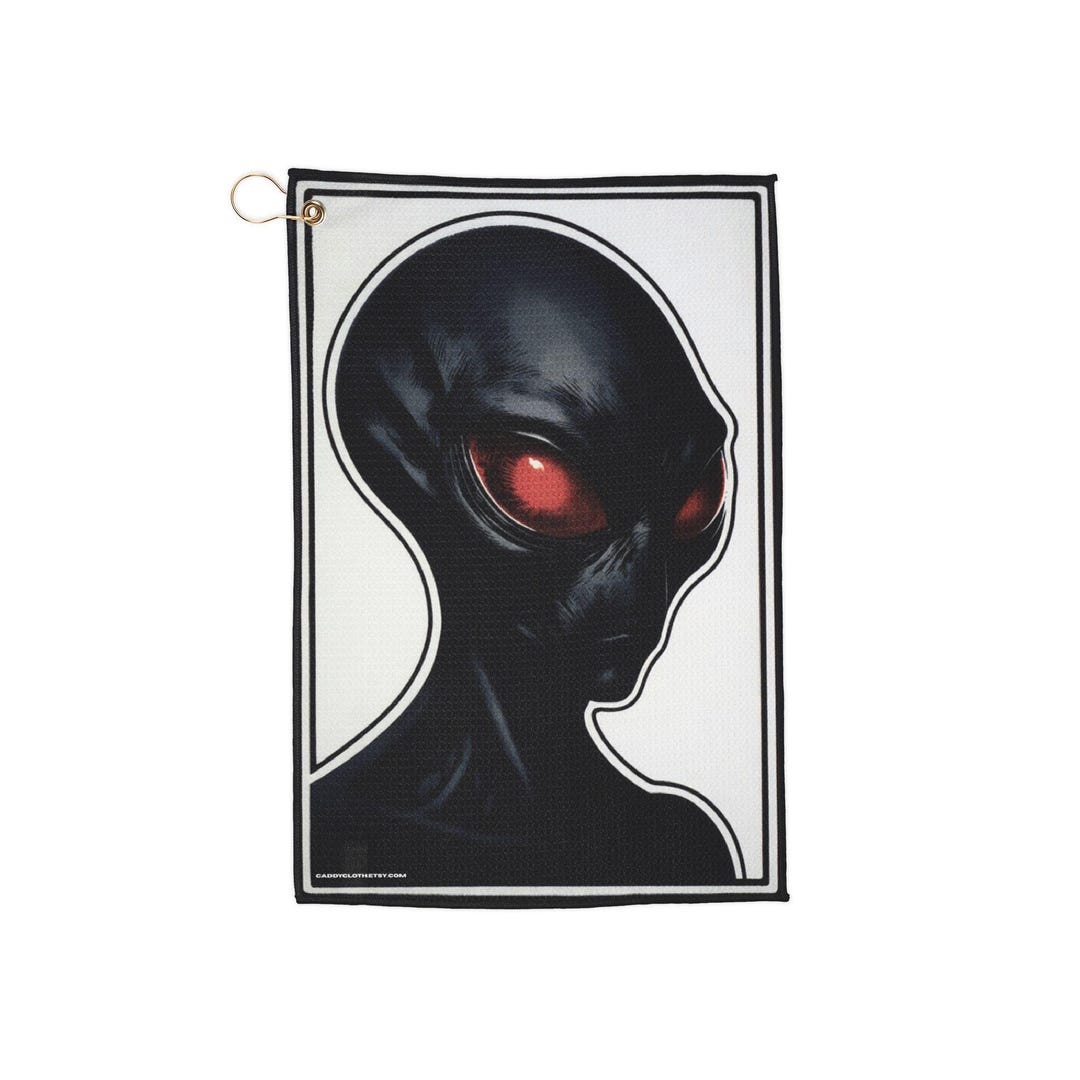 Alien Grey Face Golf Towel | Alien Head Golf Towel - Etsy