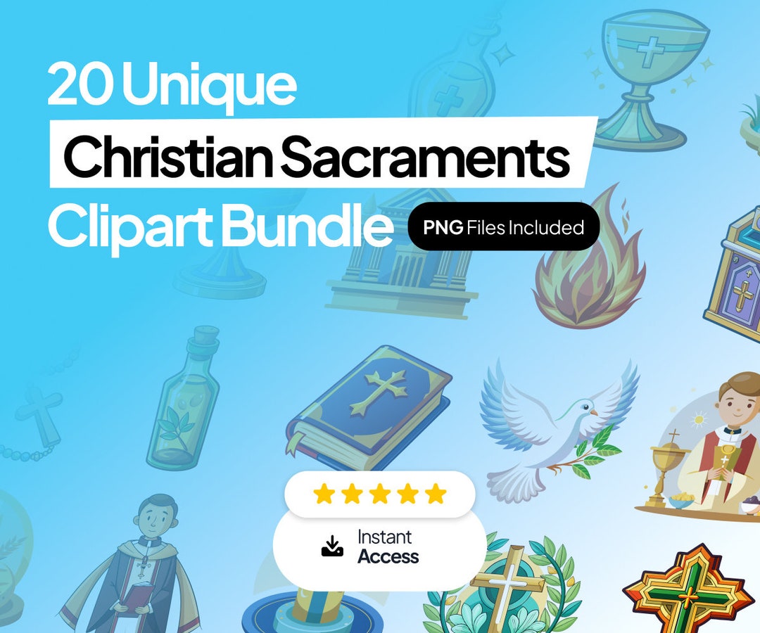 Christian Sacraments Clip Art Bundle High-quality PNG Files for Baptism ...