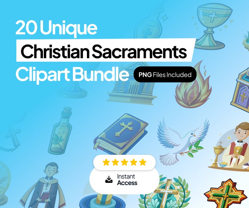 Christian Sacraments Clip Art Bundle High-quality PNG Files for Baptism ...
