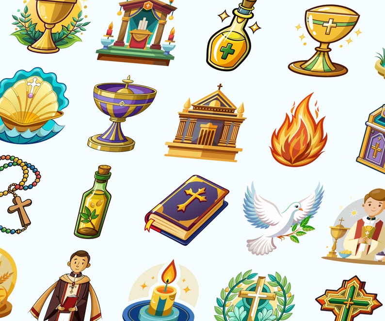 Christian Sacraments Clip Art Bundle High-quality PNG Files for Baptism ...