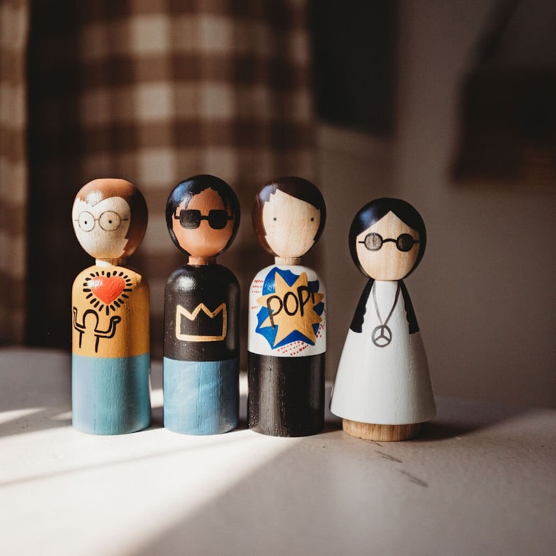 The Modern Artist III Hand-painted Wooden Peg Dolls Famous - Etsy