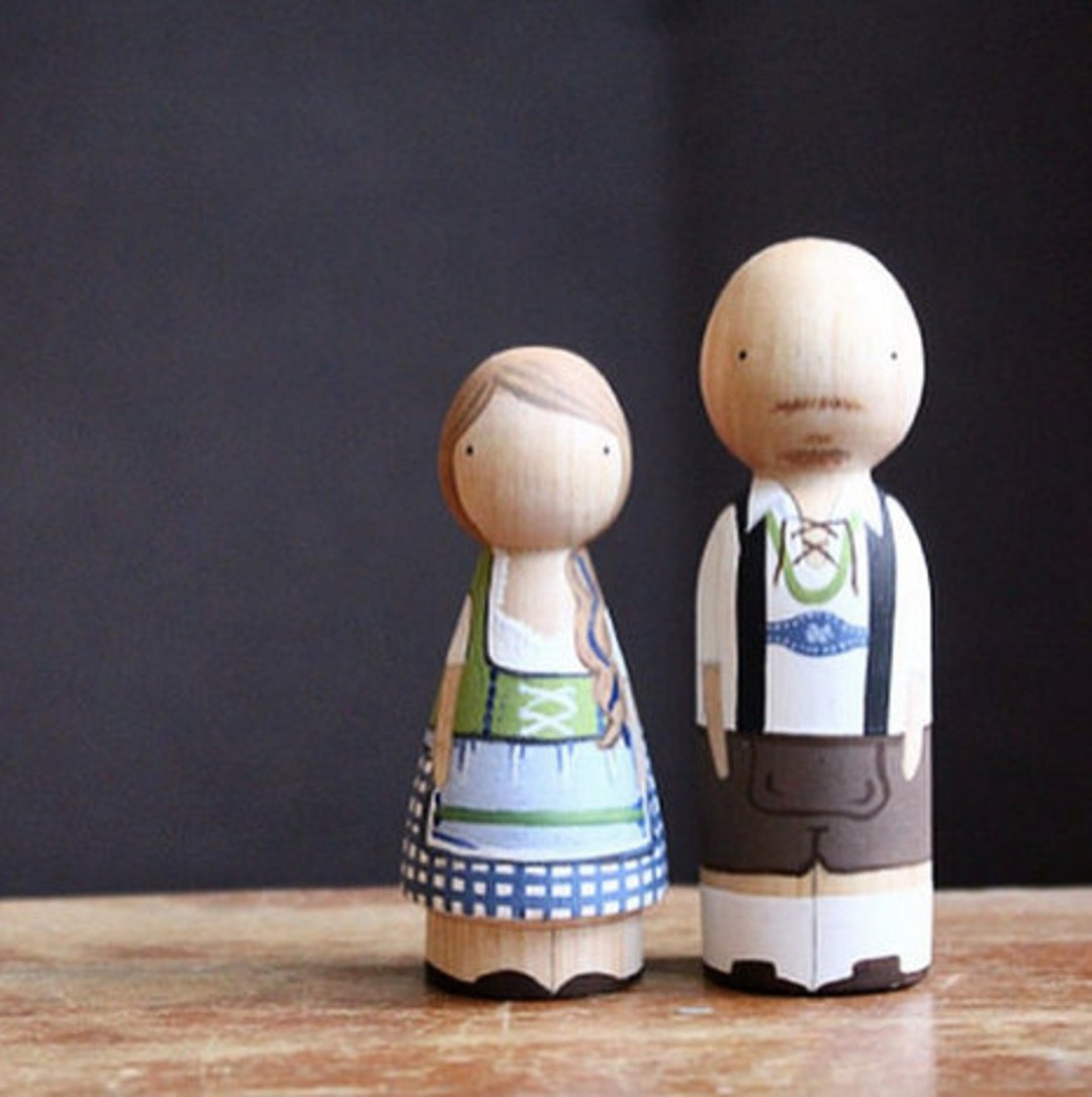 Custom German Cake Toppers, Wooden Peg Dolls, 5 Year Anniversary Wood ...
