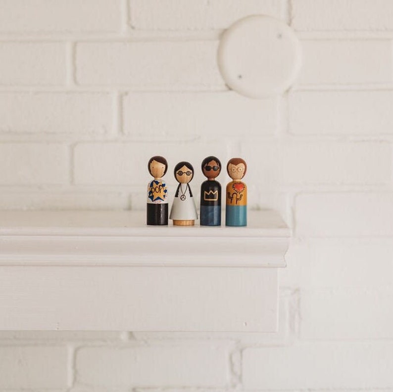 The Modern Artist III Hand-painted Wooden Peg Dolls Famous - Etsy