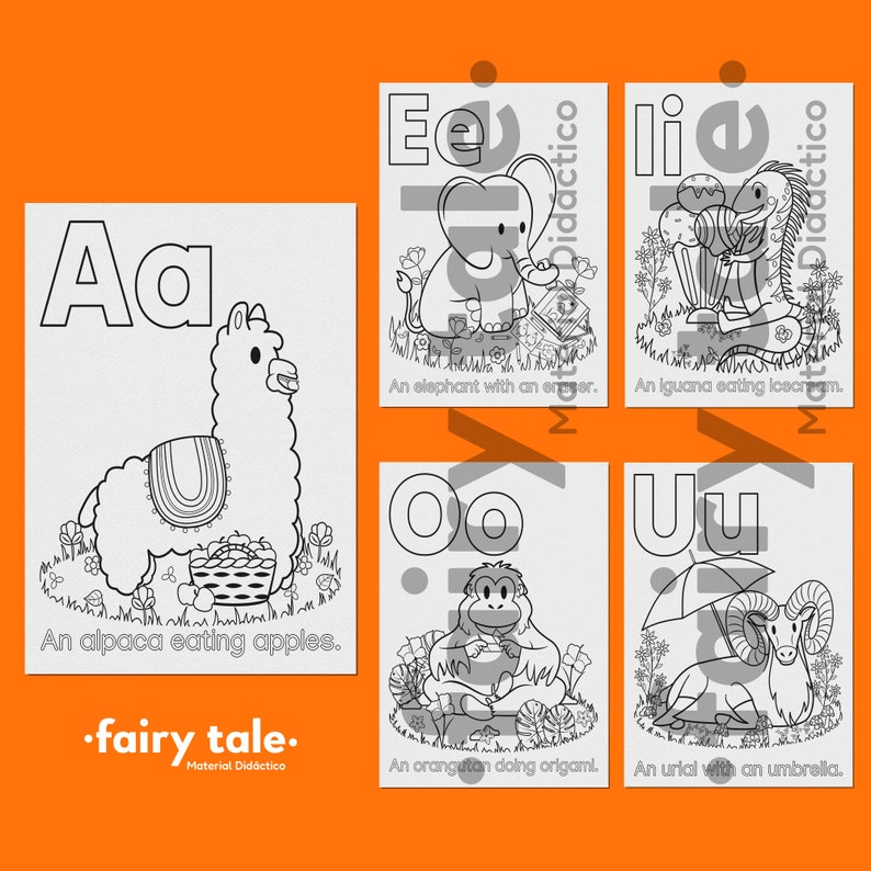 Hojas para Colorear Las Vocales English Vowels Coloring Pages - Etsy México