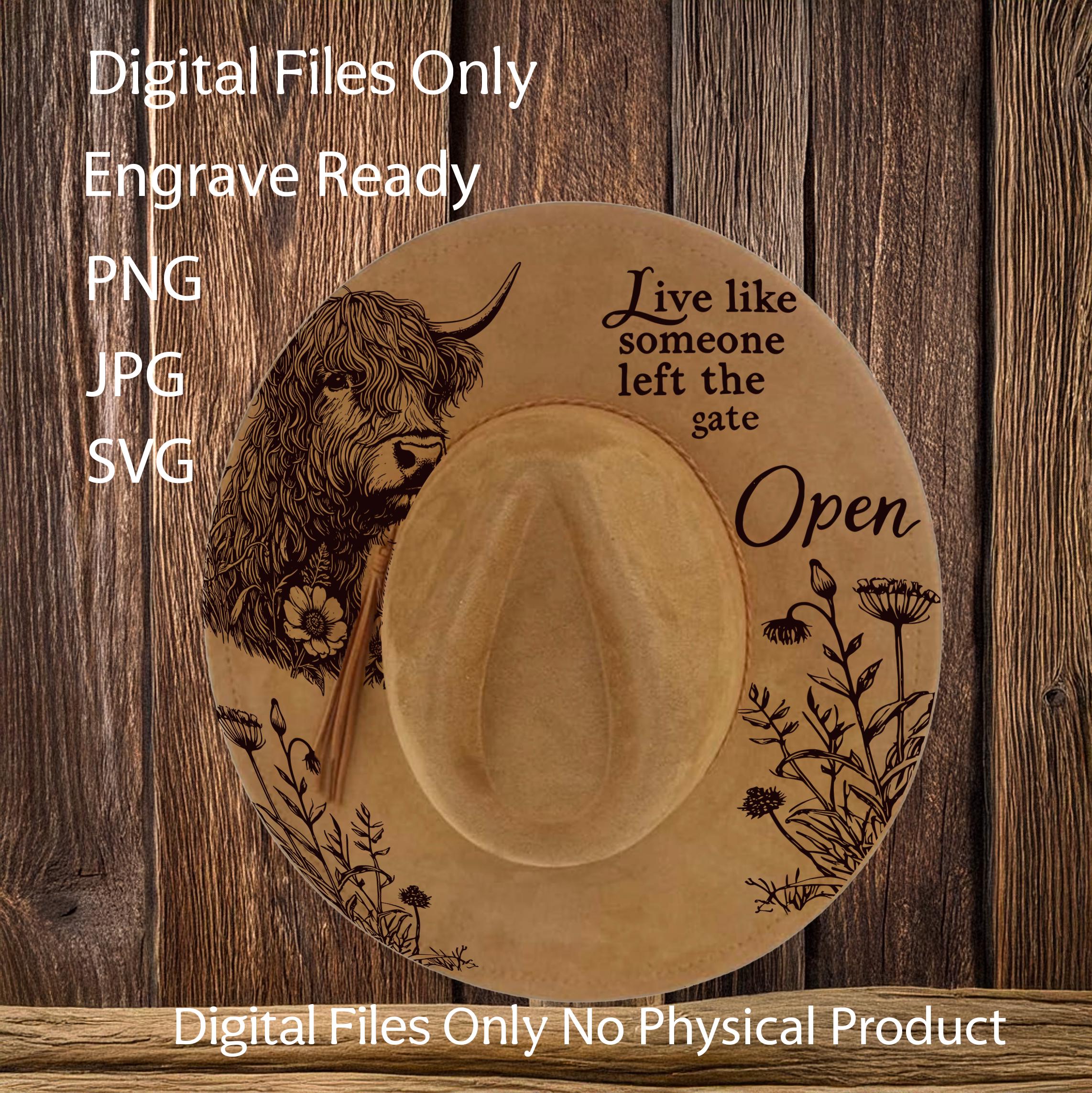 Hat Laser Burning Designs – Digital Download (SVG, PNG, JPG) for Wide Brim & Cowboy Hats, WD2195 ...