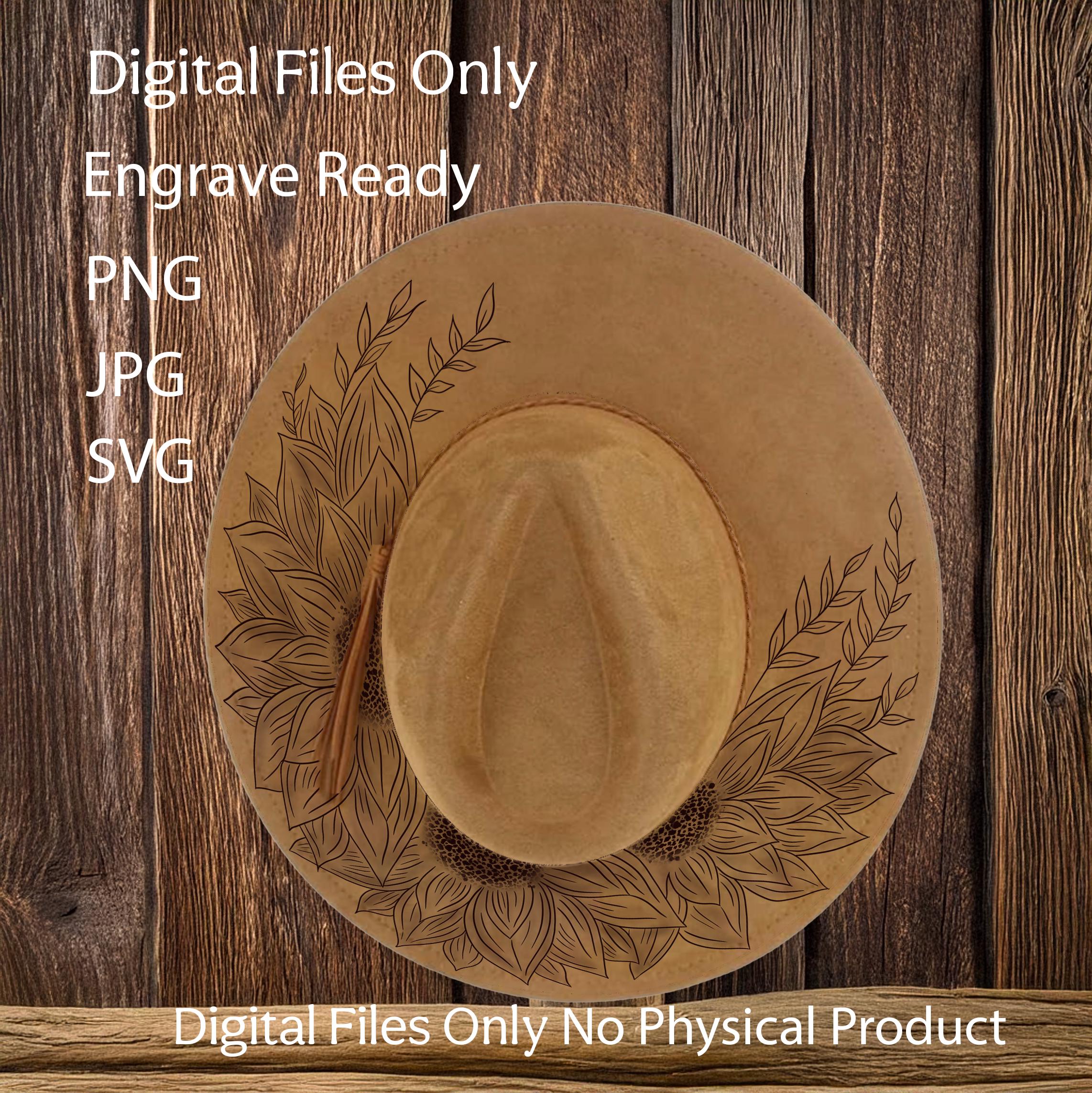 Floral Sunflower Hat Laser Design – Wide Brim & Cowboy Hats (digital ...