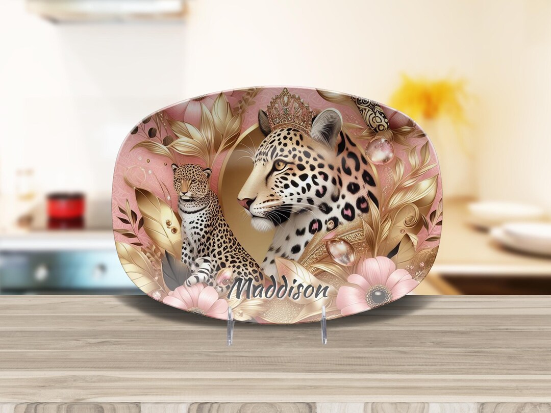 Personalised Pink and Gold Leopard Print Plate/platter - Etsy