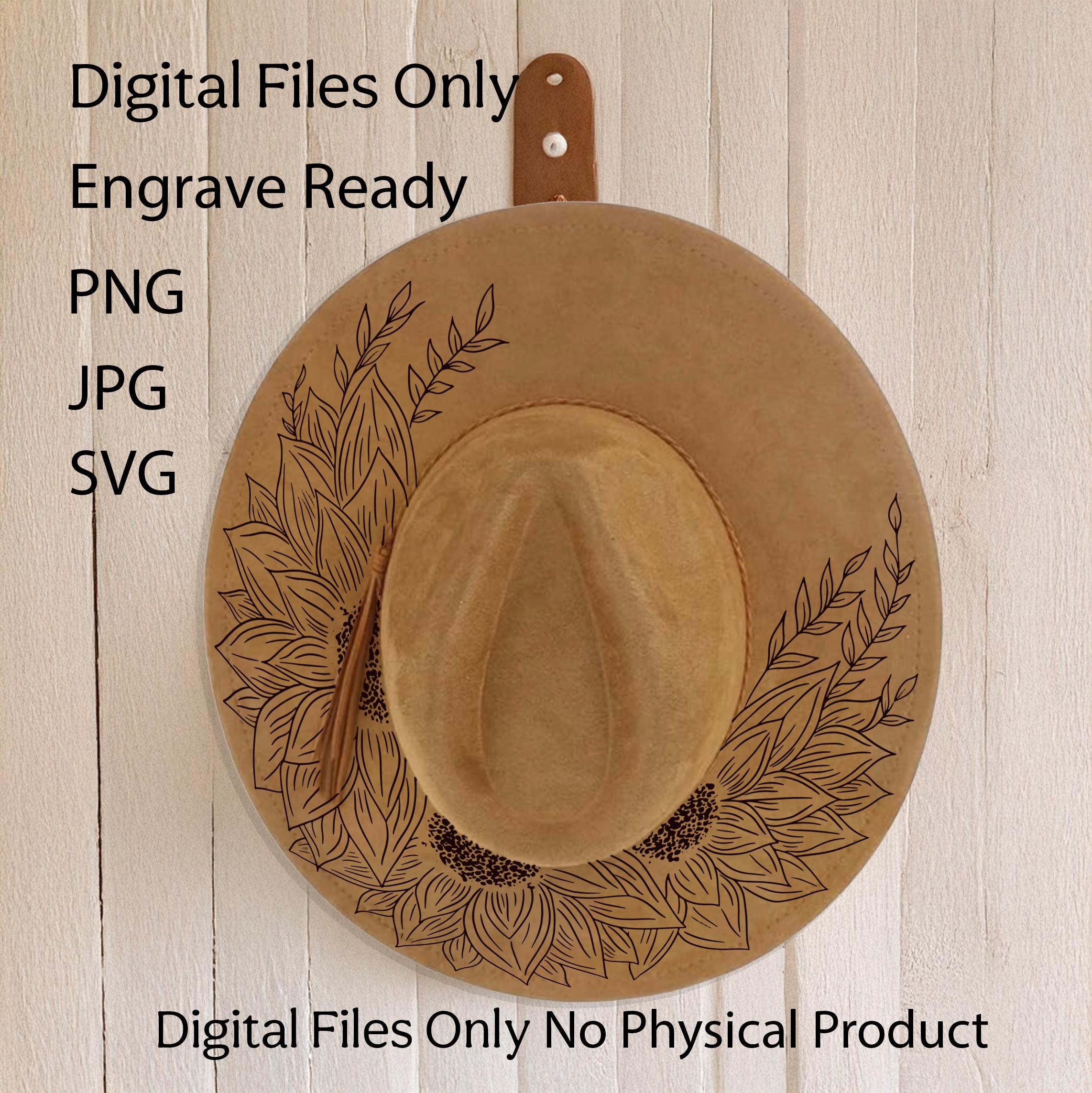 Floral Sunflower Hat Laser Design – Wide Brim & Cowboy Hats (digital ...