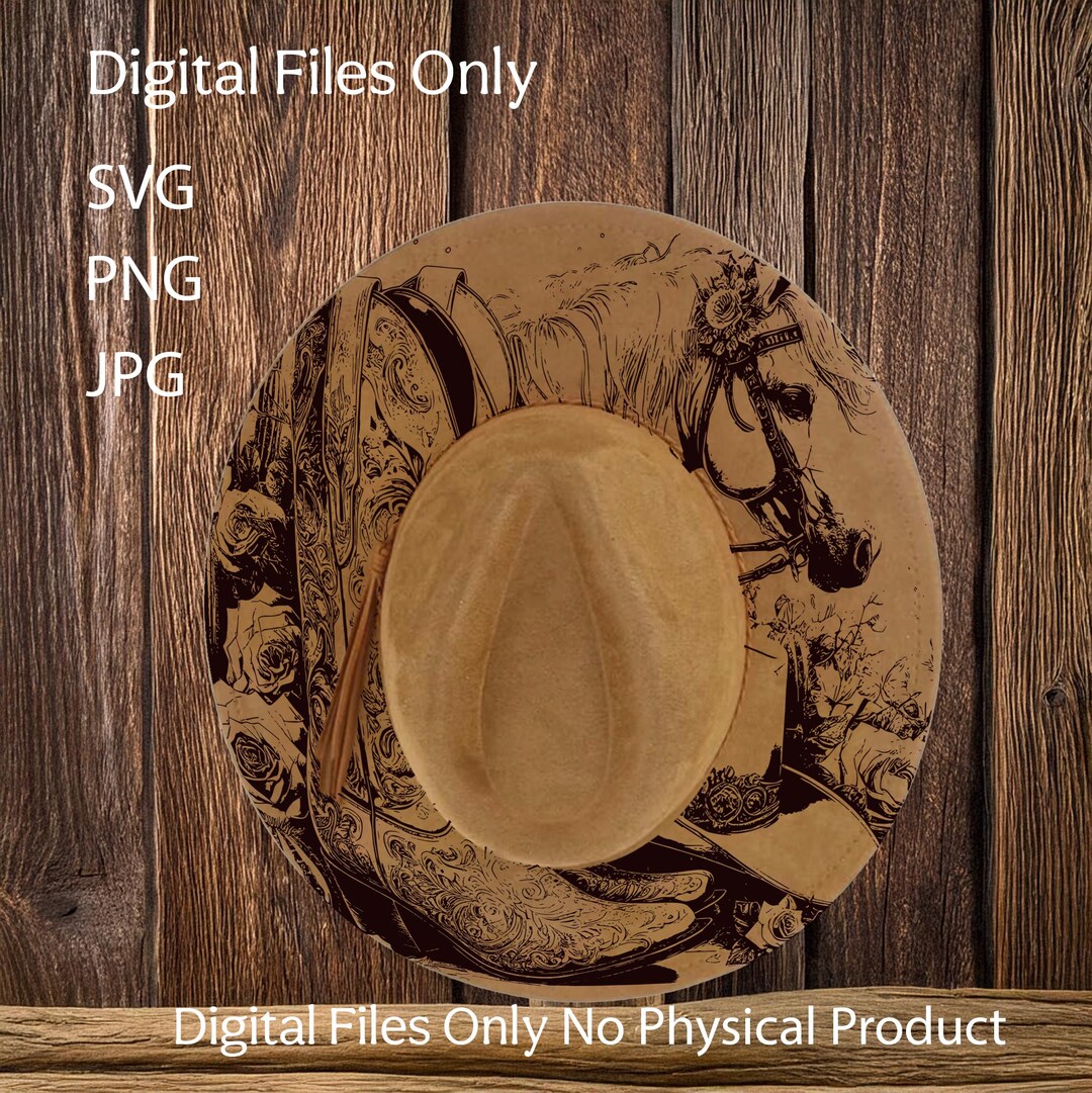 Hat Laser Burning Designs – Digital Download (SVG, PNG, JPG) for Wide Brim & Cowboy Hats, WD2079 ...
