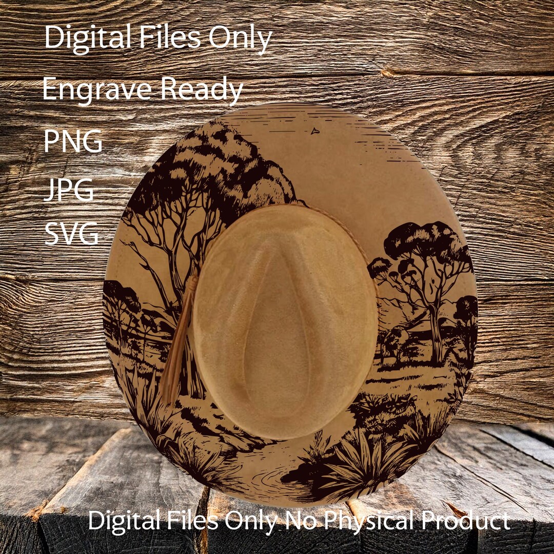 Hat Laser Burning Designs – Digital Download (SVG, PNG, JPG) for Wide Brim & Cowboy Hats, WD3031 ...
