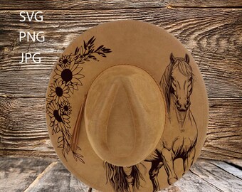 Hat Laser Burning Designs – Digital Download (SVG, PNG, JPG) for Wide Brim & Cowboy Hats, WD2061 ...
