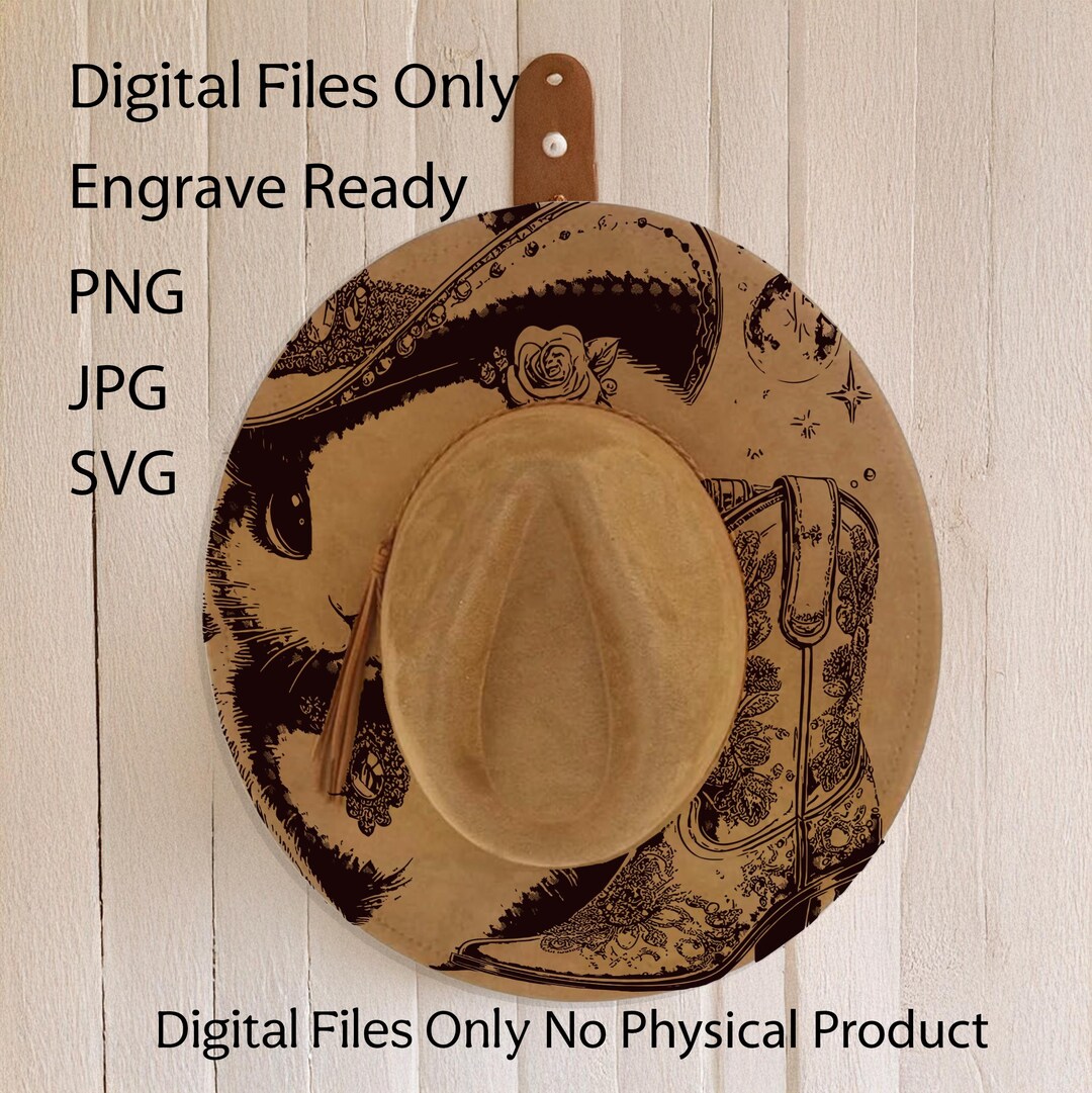 Hat Laser Burning Designs – Digital Download (SVG, PNG, JPG) for Wide Brim & Cowboy Hats, WD2178 ...