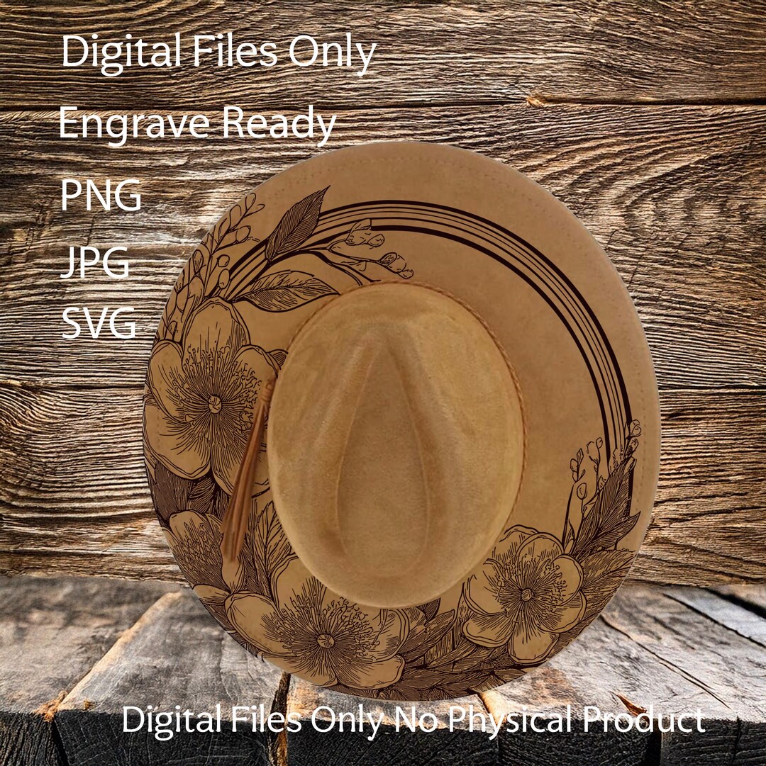 Hat Laser Burning Designs – Digital Download (SVG, PNG, JPG) for Wide Brim & Cowboy Hats, WD2134 ...
