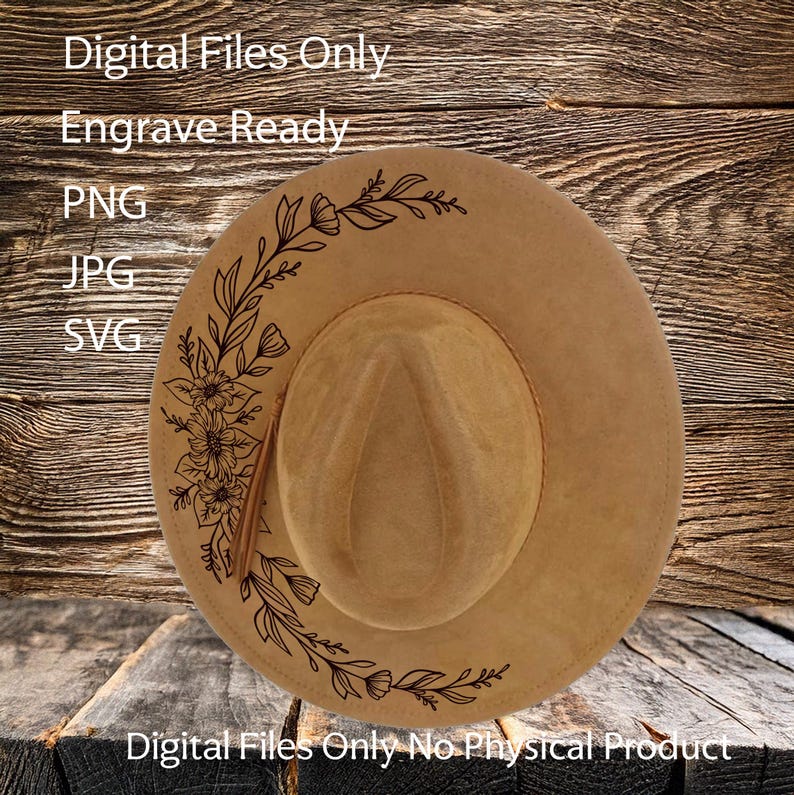 Hat Laser Burning Designs – Digital Download (SVG, PNG, JPG) for Wide Brim & Cowboy Hats, WD2168 ...