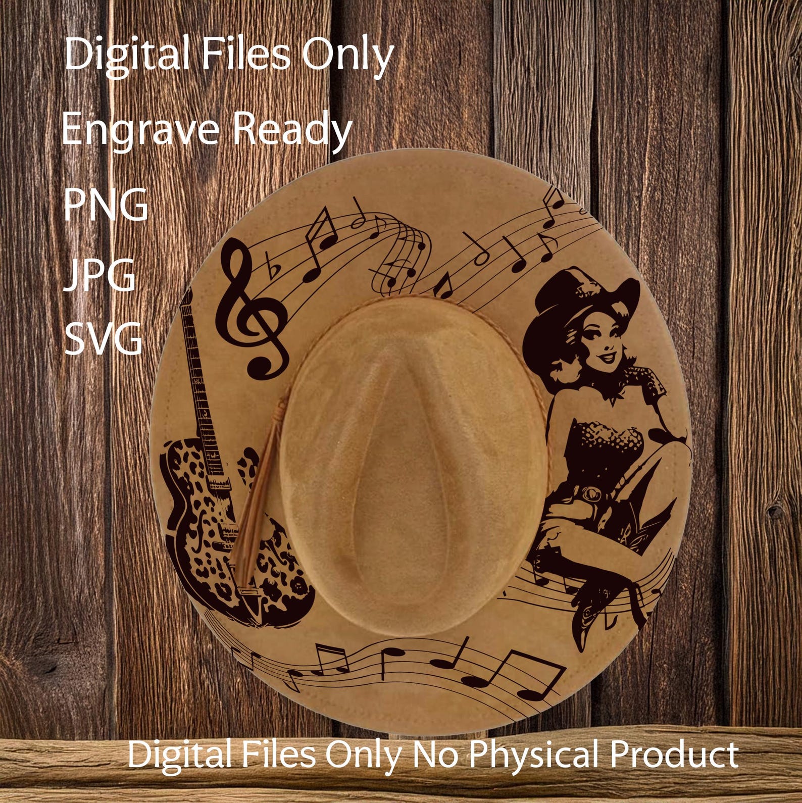 Hat Laser Burning Designs – Digital Download (SVG, PNG, JPG) for Wide Brim & Cowboy Hats, WD3001 ...