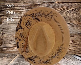 Hat Laser Burning Designs – Digital Download (SVG, PNG, JPG) for Wide Brim & Cowboy Hats, WD2199 ...