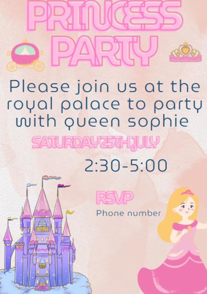 Princess Party Invitation - Etsy