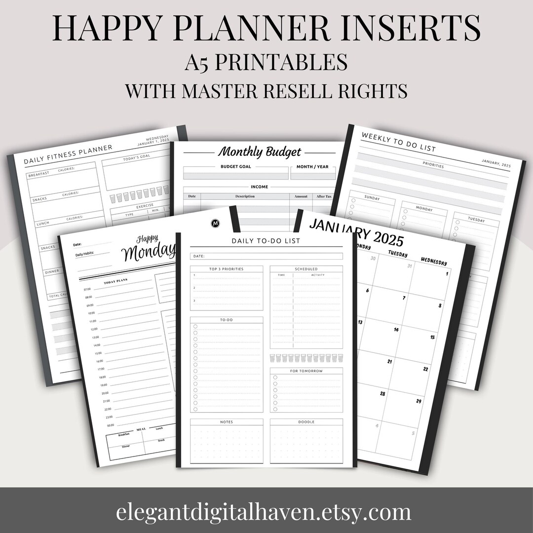 Happy Planner A5 Inserts Happy Planner Inserts Happy Planner Inserts ...