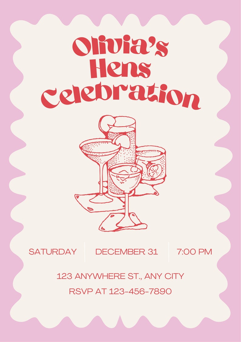 Hens Party Invitation, Hens Night Invitation, Bachelorette Party ...
