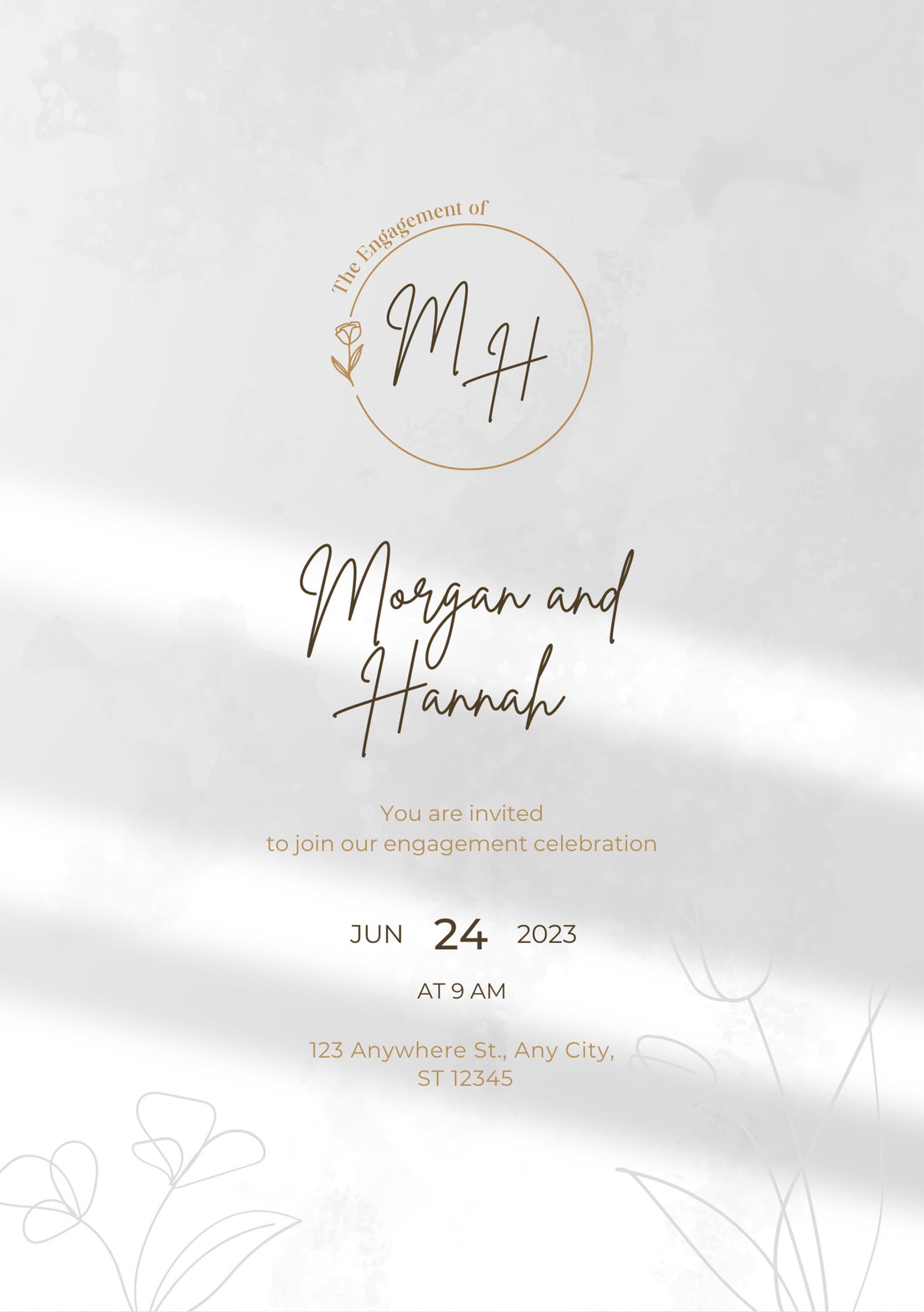 Engagement E-invite, Digital Engagement Party Invitation, Elegant ...
