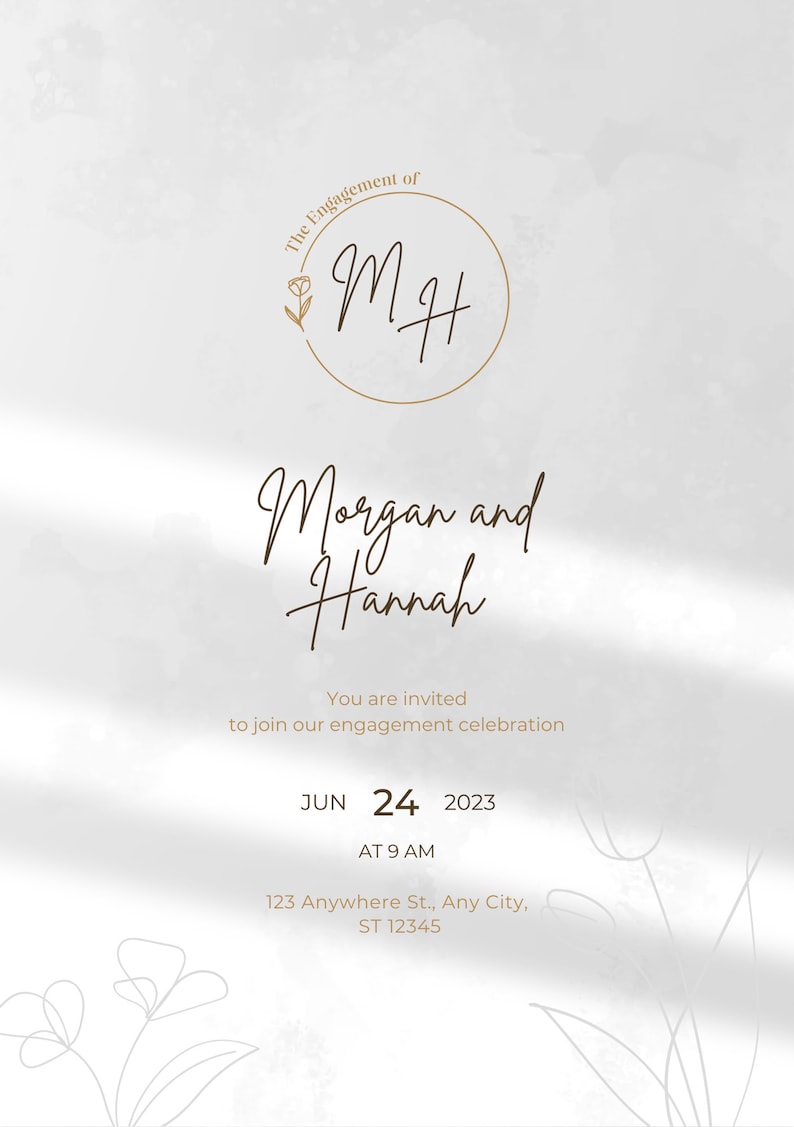 Engagement E-invite, Digital Engagement Party Invitation, Elegant ...