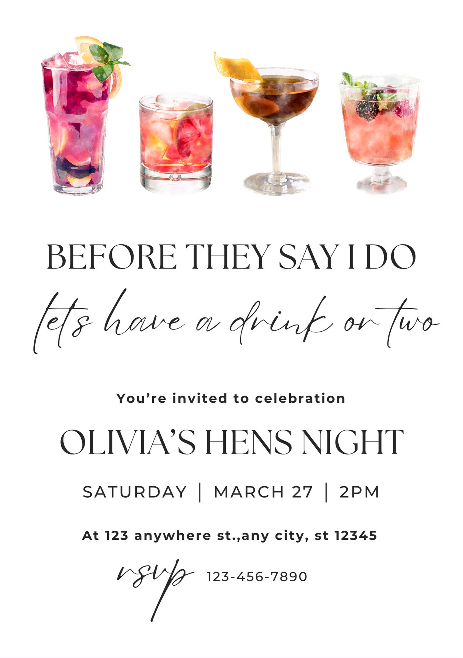 Hens Party Invitation, Hens Night Invitation, Bachelorette Party ...