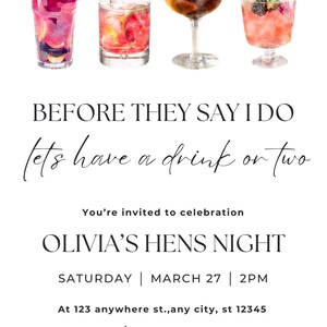 Hens Party Invitation, Hens Night Invitation, Bachelorette Party ...