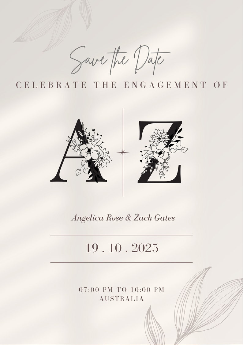 Engagement E-invite, Digital Engagement Party Invitation, Elegant ...