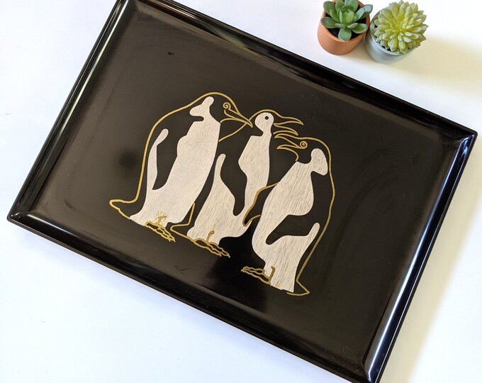 Penguins Couroc Tray. Vintage 1980s Large Rectangular Serving Tray. - Etsy