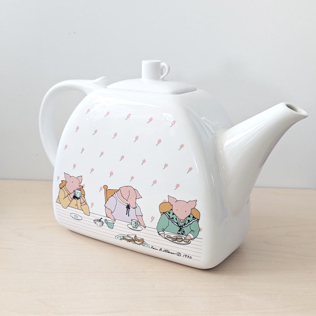Vintage Bottman Design Teapot, 1990s Japanese Porcelain: Pigs at Tea - Etsy