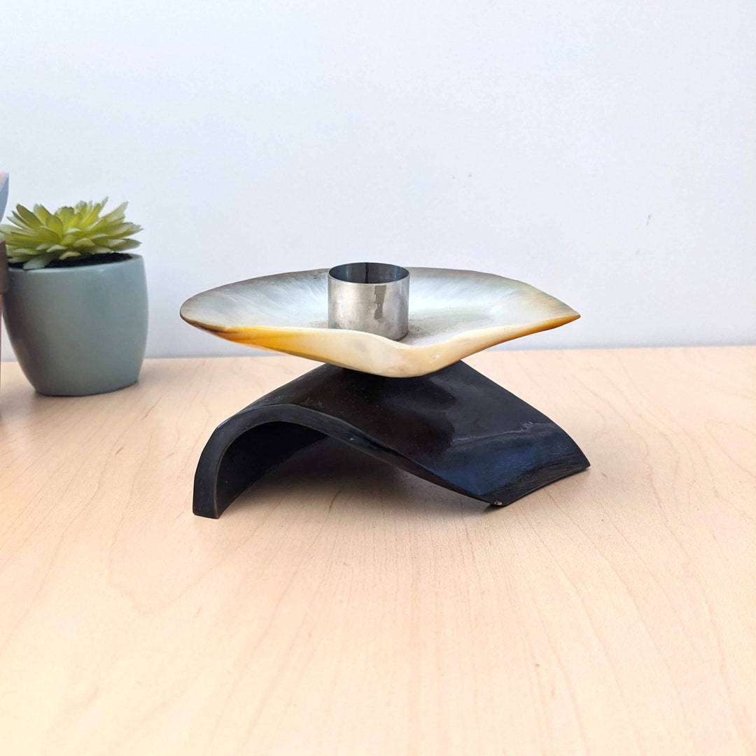 RSERVED for Jule 1960s MCM Horn and Shell Candle Holder. - Etsy