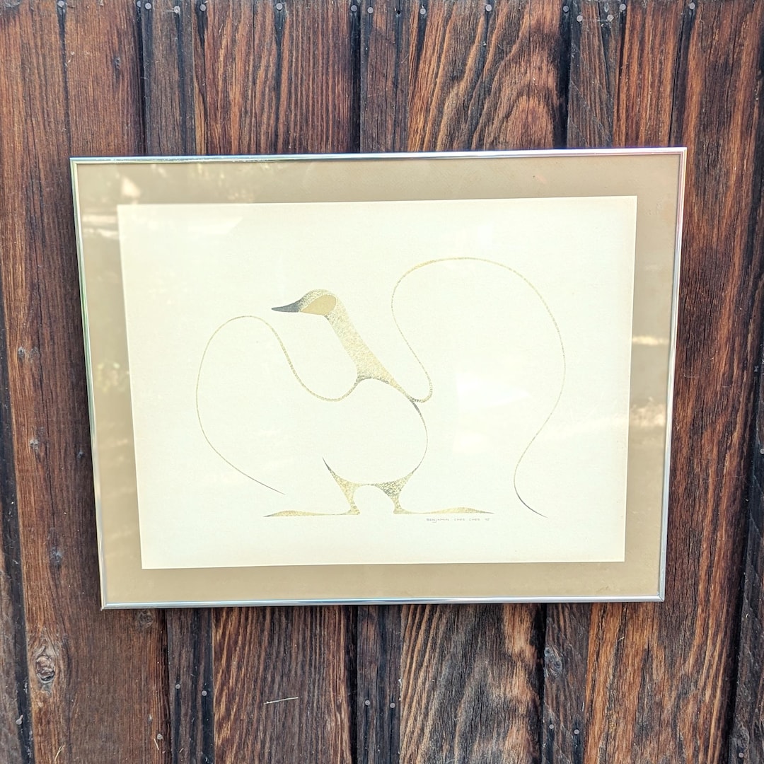 Print, Benjamin Chee Chee 1975, Minimalist Goose, Signed, Framed 22.25 ...