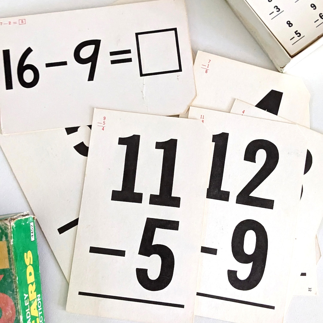 1970s Math Flash Cards, Vintage Learning Tools for Basic Arithmetic. - Etsy