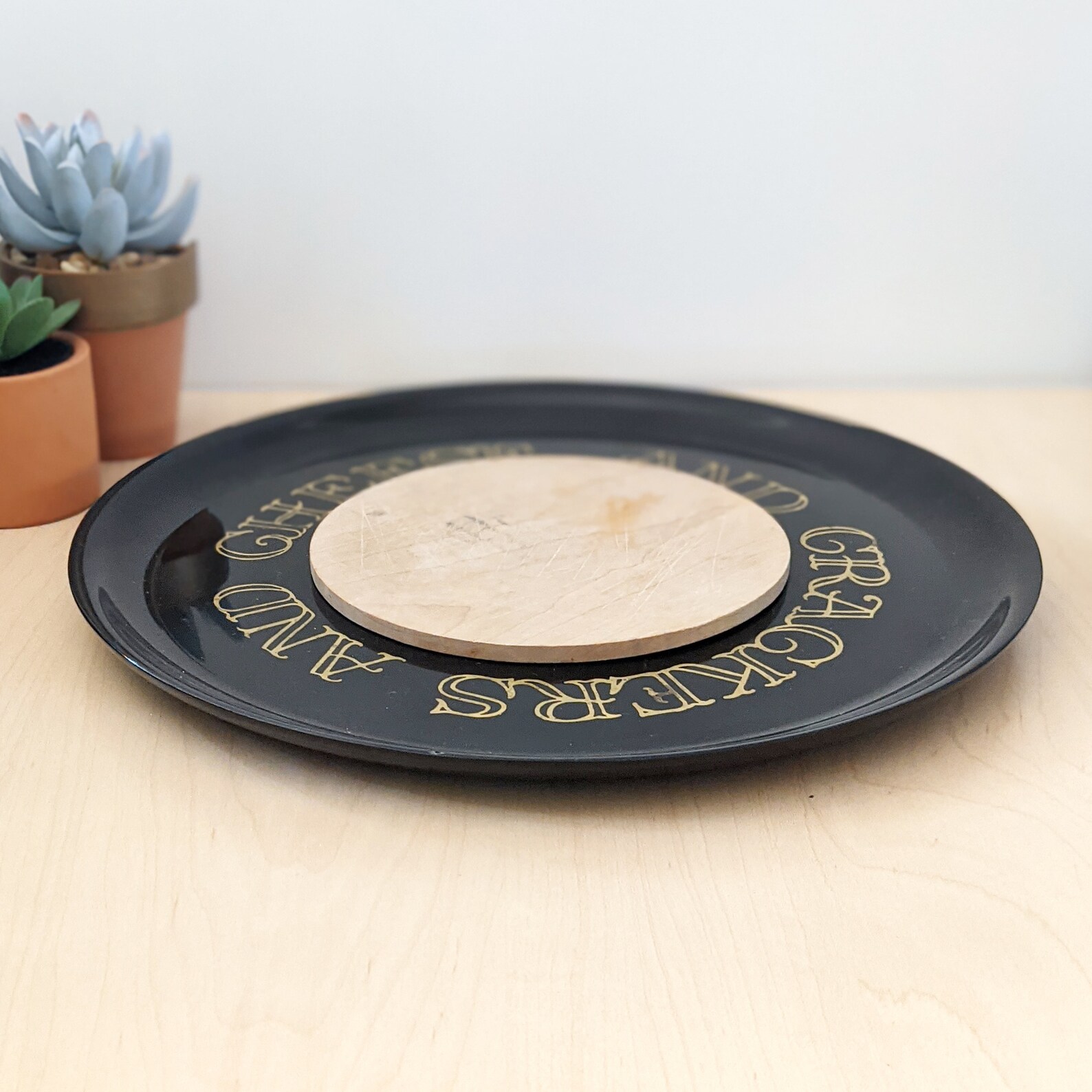 Couroc Tray for Cheese and Crackers. Vintage Round Mid Century - Etsy