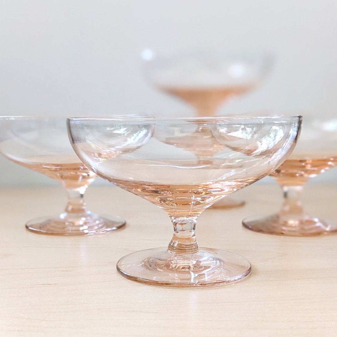 Vintage Russel Wright Coupe Glasses, Morgantown American Modern Pink ...