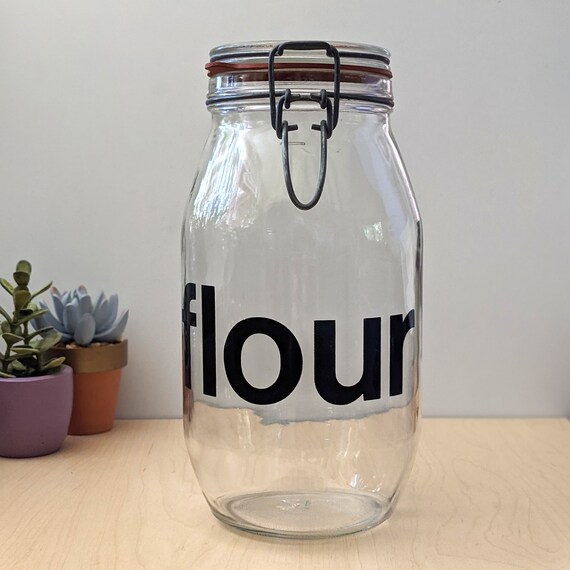 Flour Vintage 1970s Typography Glass Mason Jar. - Etsy
