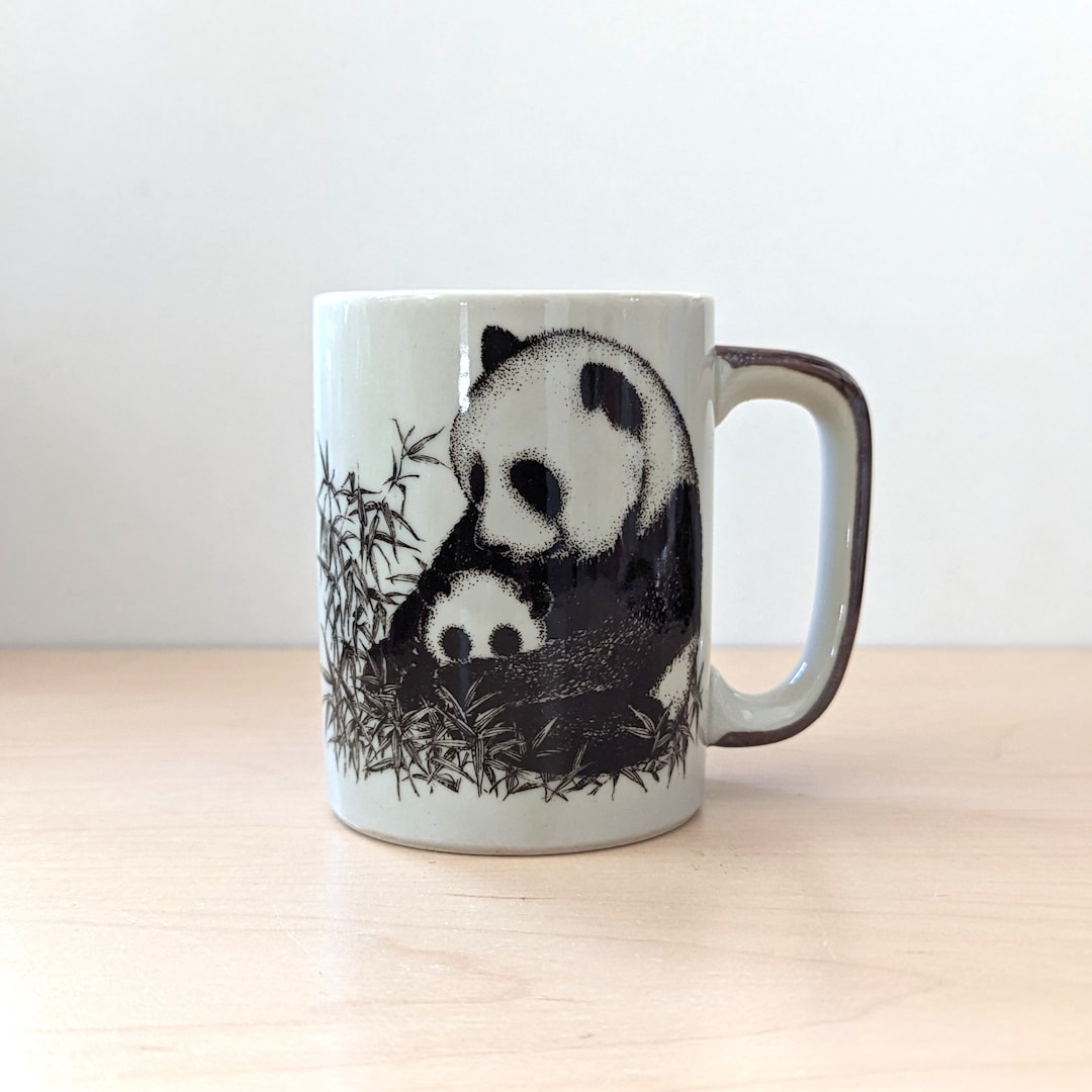 Rustic Stoneware Coffee Mug With Cute Pandas. - Etsy