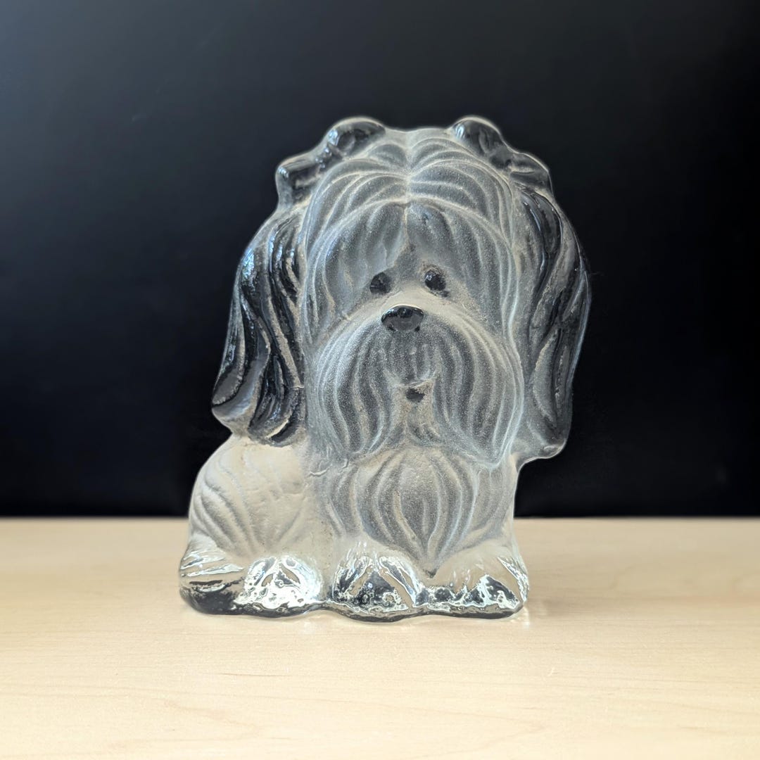 Vintage Glass Dog Figurine, Scandinavian-style Clear Crystal ...