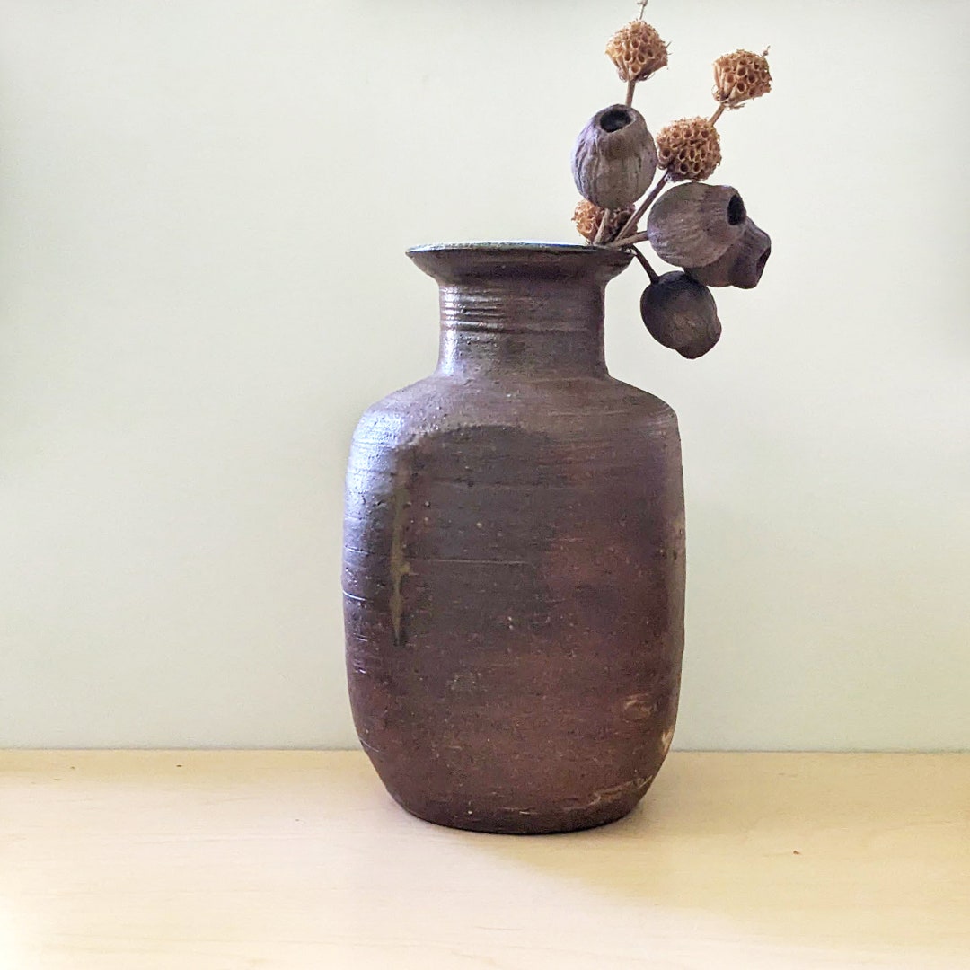 Vintage Large Rustic Stoneware Pottery Vase, Signed by Artist. - Etsy