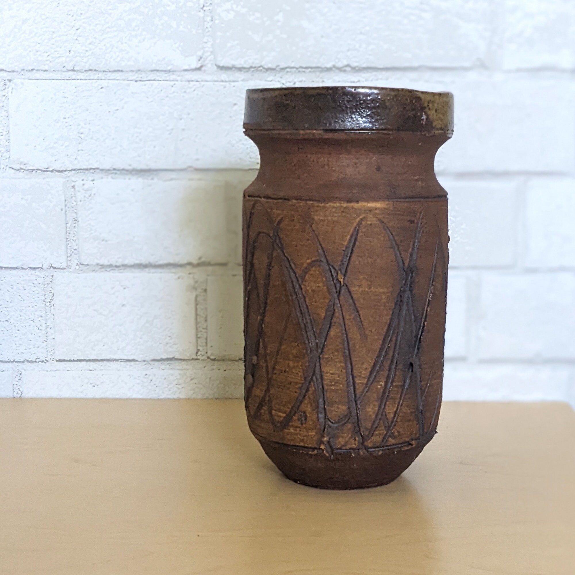 Vintage Rustic Stoneware Pottery Vase Signed by Artist. | Etsy