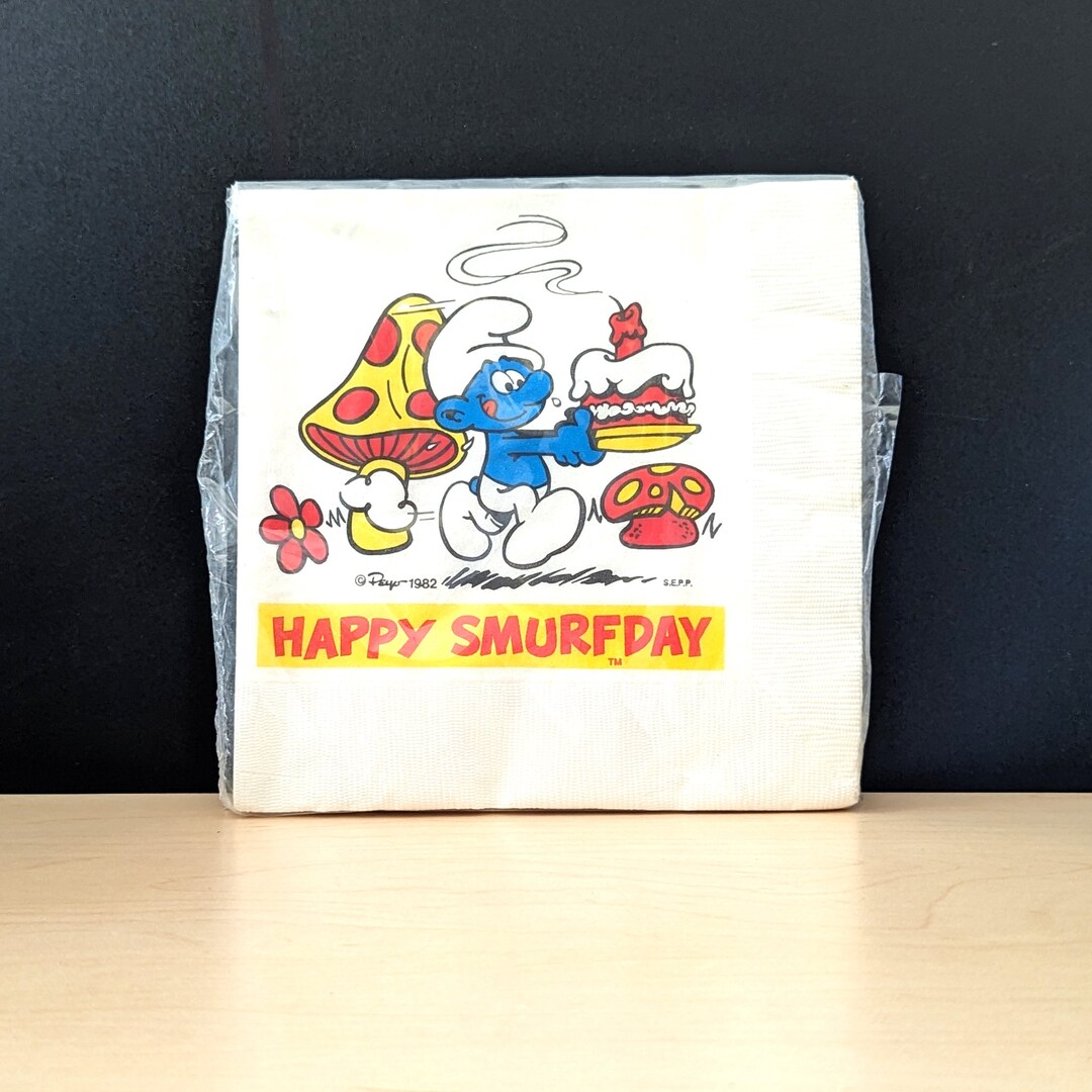 Happy Smurfday. Vintage 1980s Smurfs Paper Napkins. - Etsy