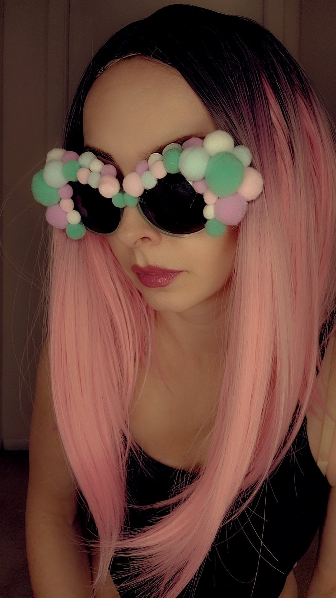 Funky Eyewear Pom Pom Sunglasses Pastel Pink Purple Teal Unique And One Of A Kind Etsy