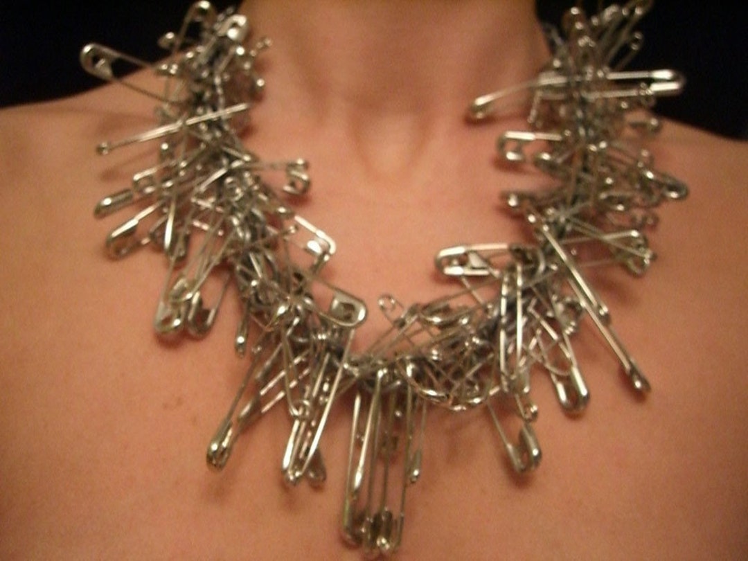 Safety Pin and Chain Necklace Unisex Jewelry Handmade Punk - Etsy