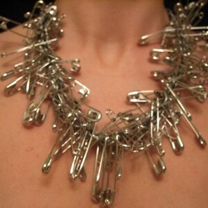 Safety Pin and Chain Necklace Unisex Jewelry Handmade Punk Statement ...