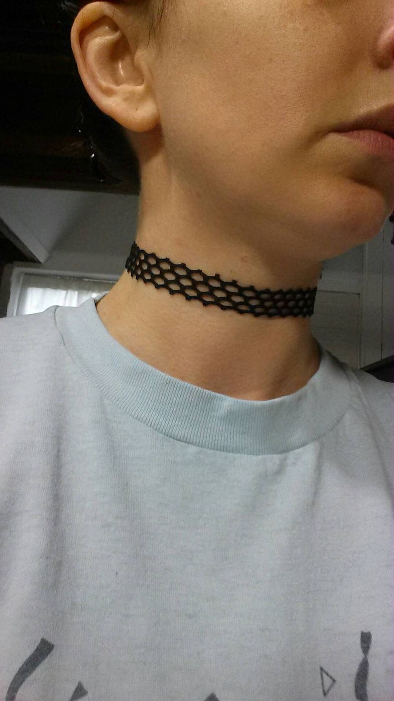 Black Choker Necklace Handmade Choker Stretch Mesh FREE SHIPPING - Etsy