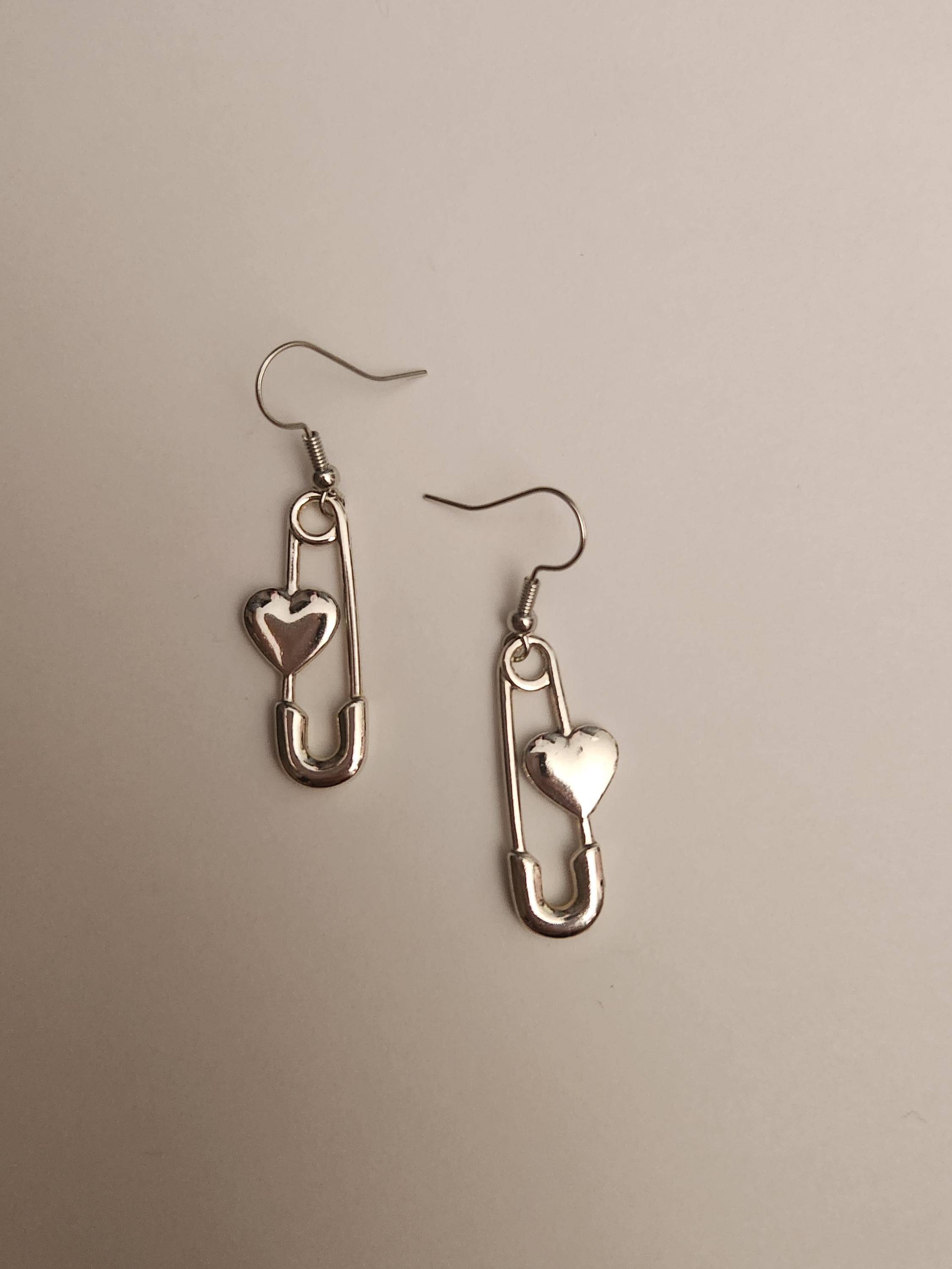 Safety Pin Charm Earrings Heart Love Safety Pins Jewelry Silver Metal ...