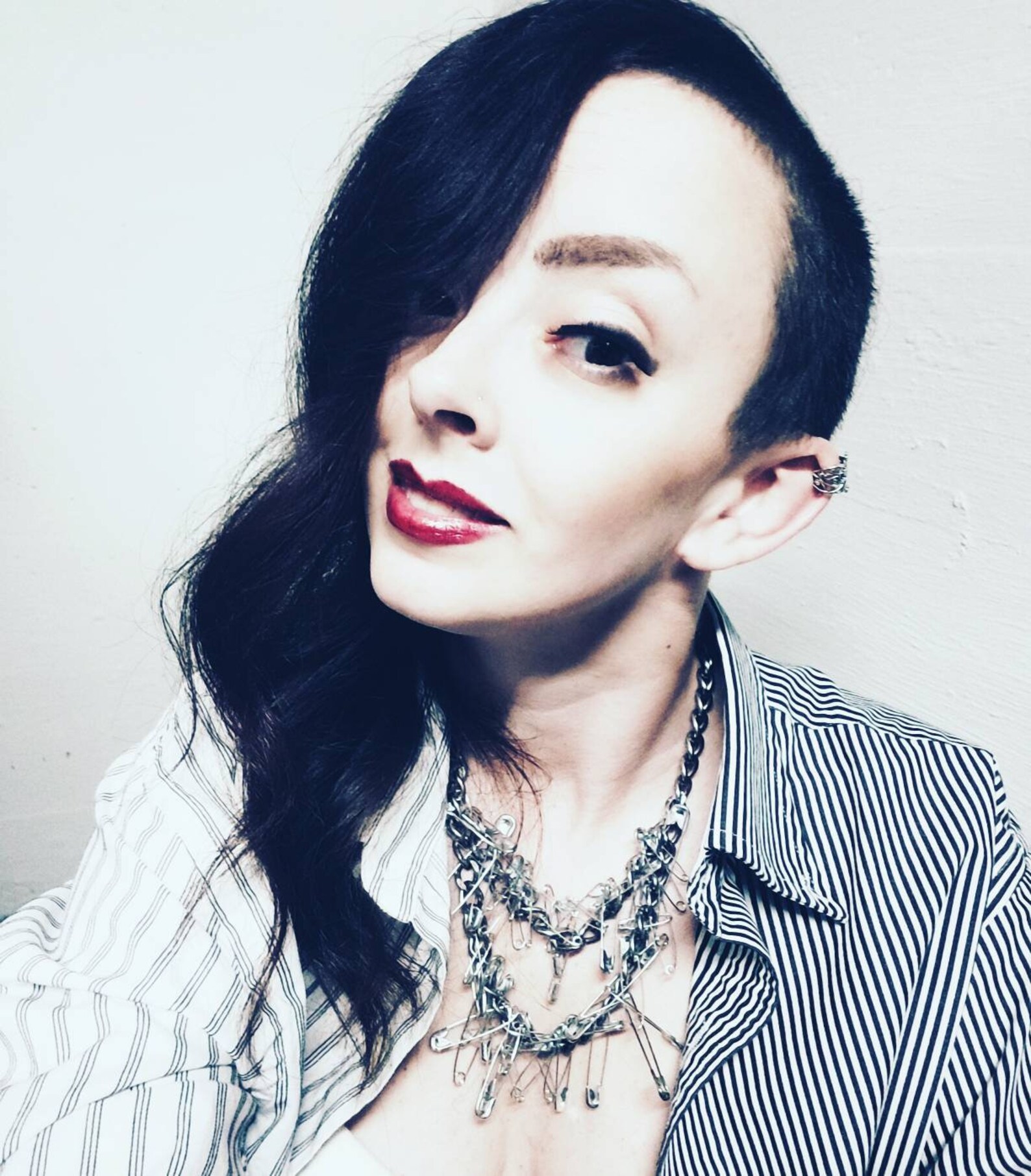 Safety pin necklace double chain necklace handmade punk | Etsy